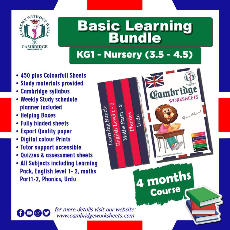 KG1 / Nursery Basic Learning Bundle - Cambridge Work Sheets